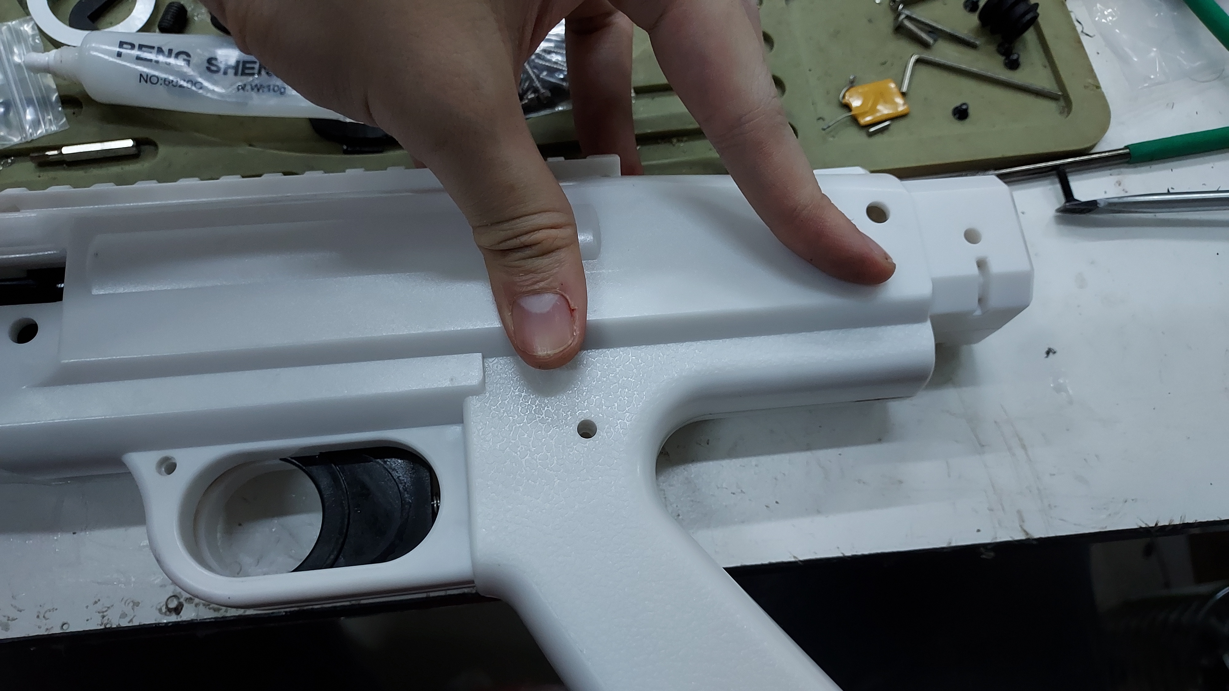 Receiver shell closed completely.